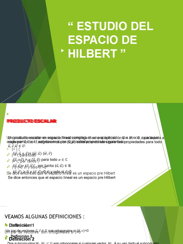 Estudio Del Espacio de Hilbert | PDF | Base (álgebra lineal) | Espacio de Hilbert