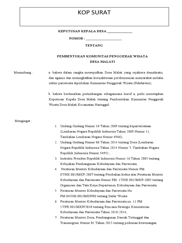 SK Pokdarwis | PDF | Ilmu Sosial | Perjalanan