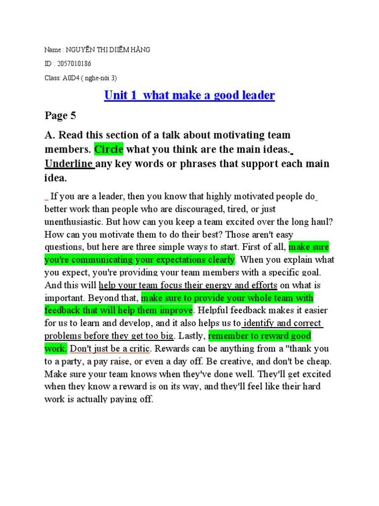 Unit 1 What Make A Good Leader | PDF | Cognition | Science