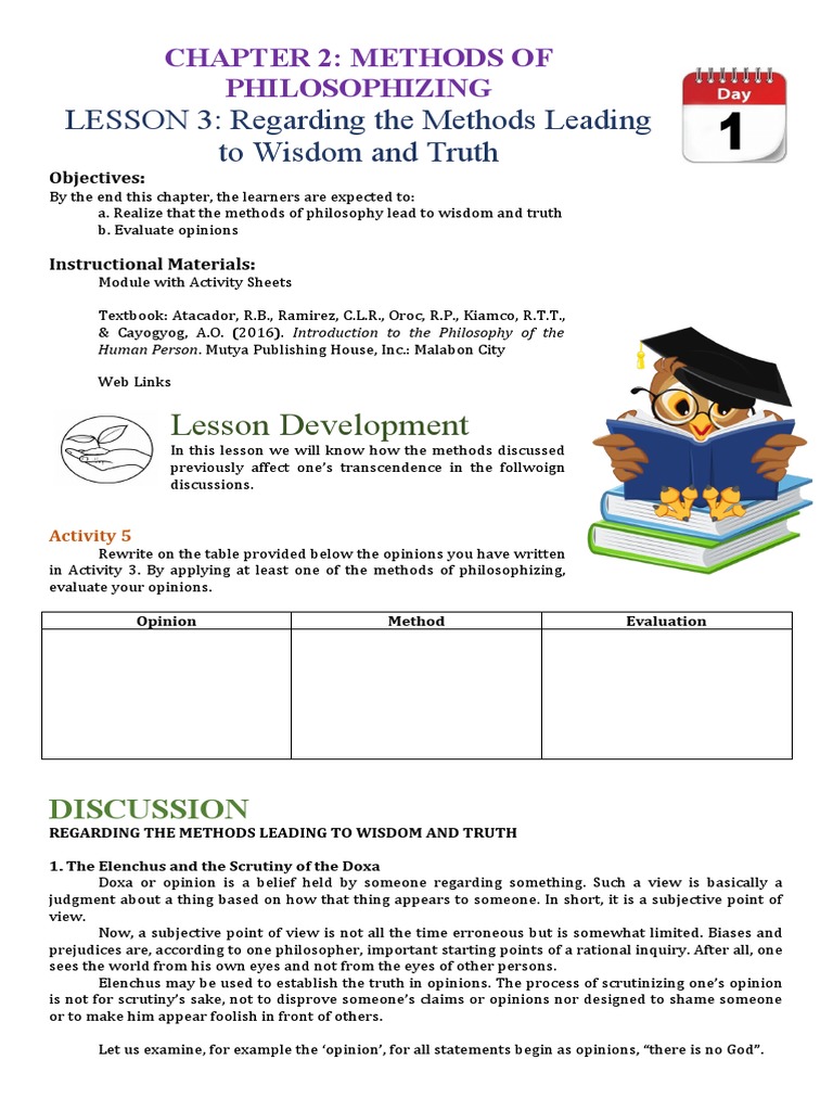 Lesson Development: LESSON 3: Regarding The Methods Leading To Wisdom ...