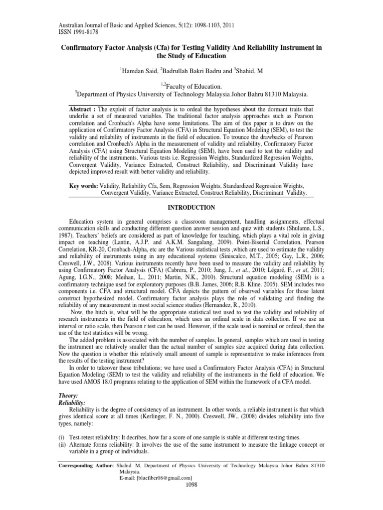 Validity and Reliability | PDF | Validity (Statistics) | Structural ...