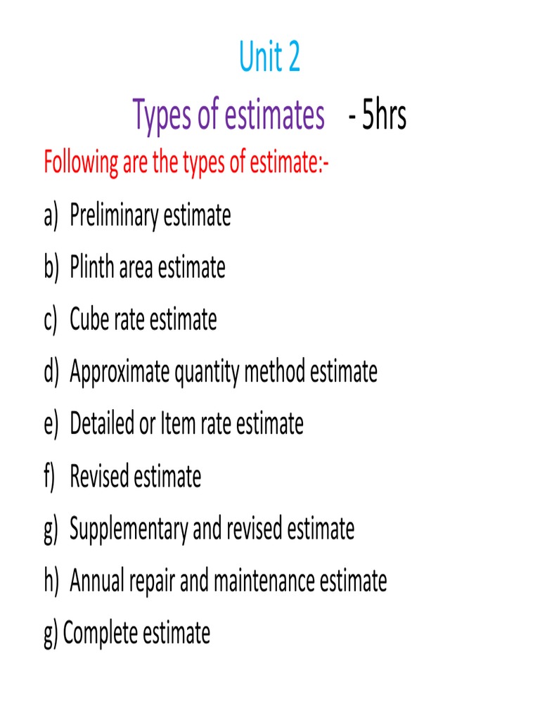 Estimating Types and Methods: A Guide to Preparing Preliminary ...