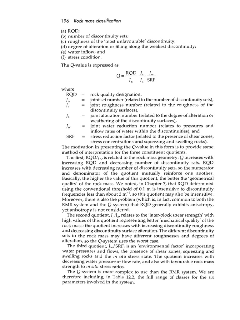 Rock Mass Classification and Q-Value Analysis | PDF | Continuum ...