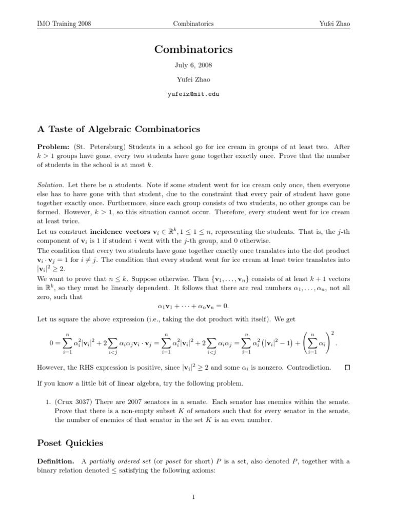 Combinatorics: A Taste of Algebraic Combinatorics | PDF | Discrete ... Combinatorics: A Taste of Algebraic Combinatorics | PDF | Discrete ...
