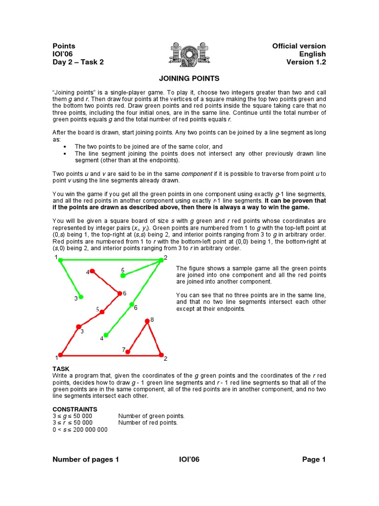 Points Official IOI'06 English Day 2 - Task 2 Joining Points | PDF | Computer Science | Computing