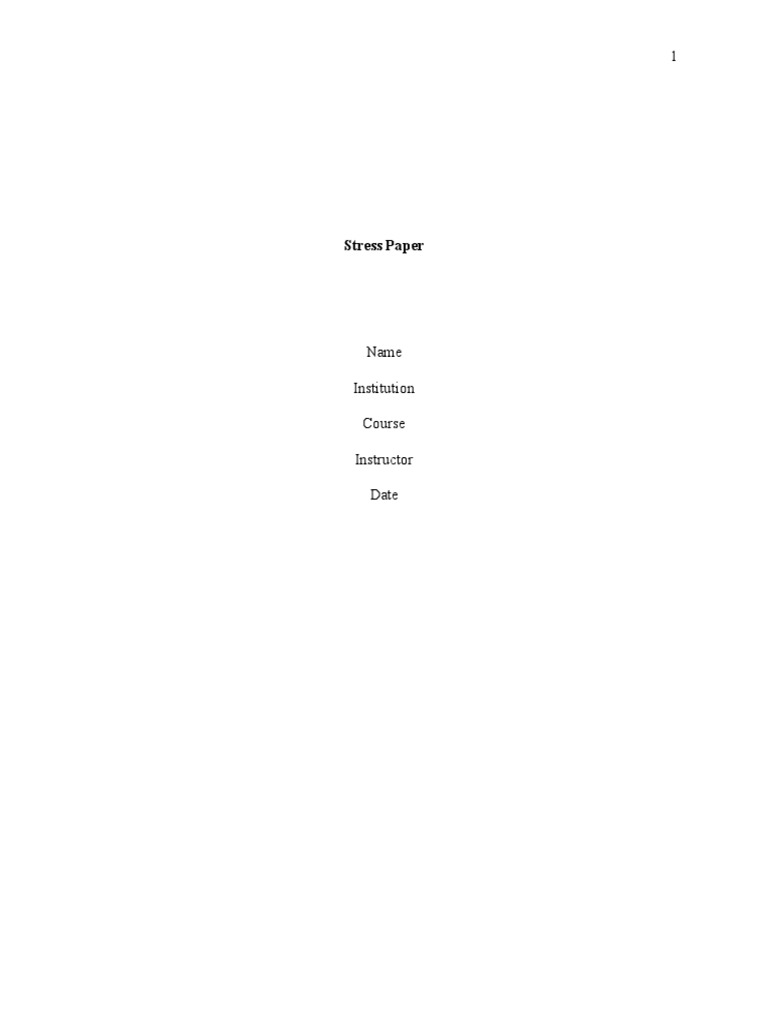 Stress Paper | Download Free PDF | Stress (Biology) | Emotions