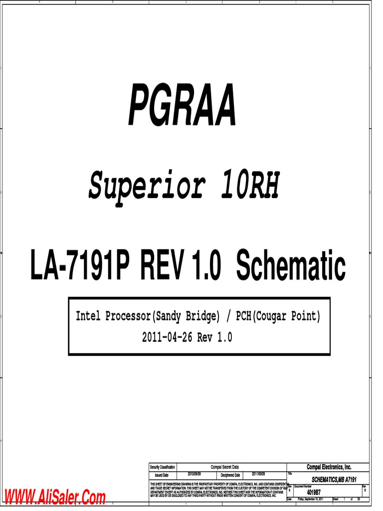 Toshiba Qosmio X755 Compal LA-7191P Rev1.0 Schematic | PDF | Computer ...