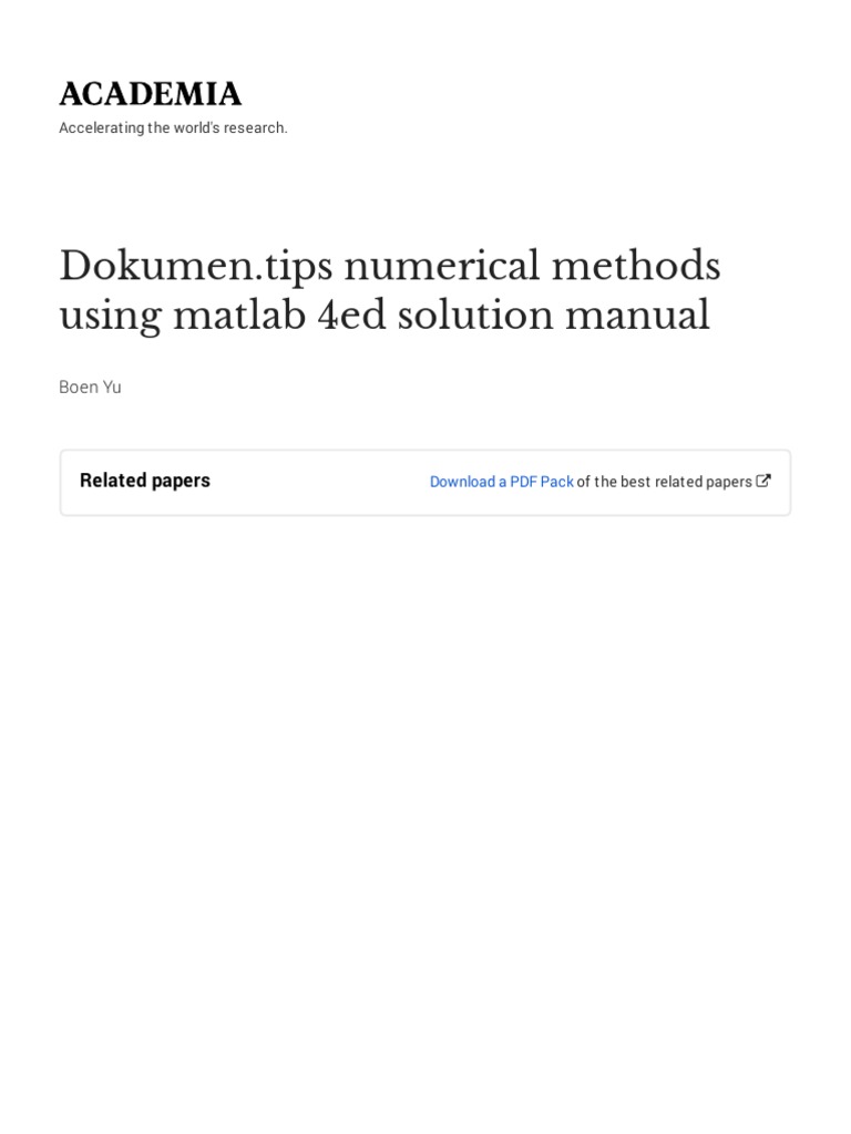 Dokumen - Tips Numerical Methods Using Matlab 4ed Solution Manual | PDF | Career & Growth | Art