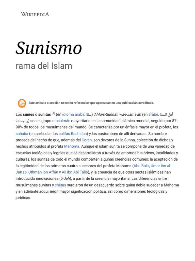 Sunismo - Wikipedia, La Enciclopedia Libre | PDF | Islam sunita | Ali