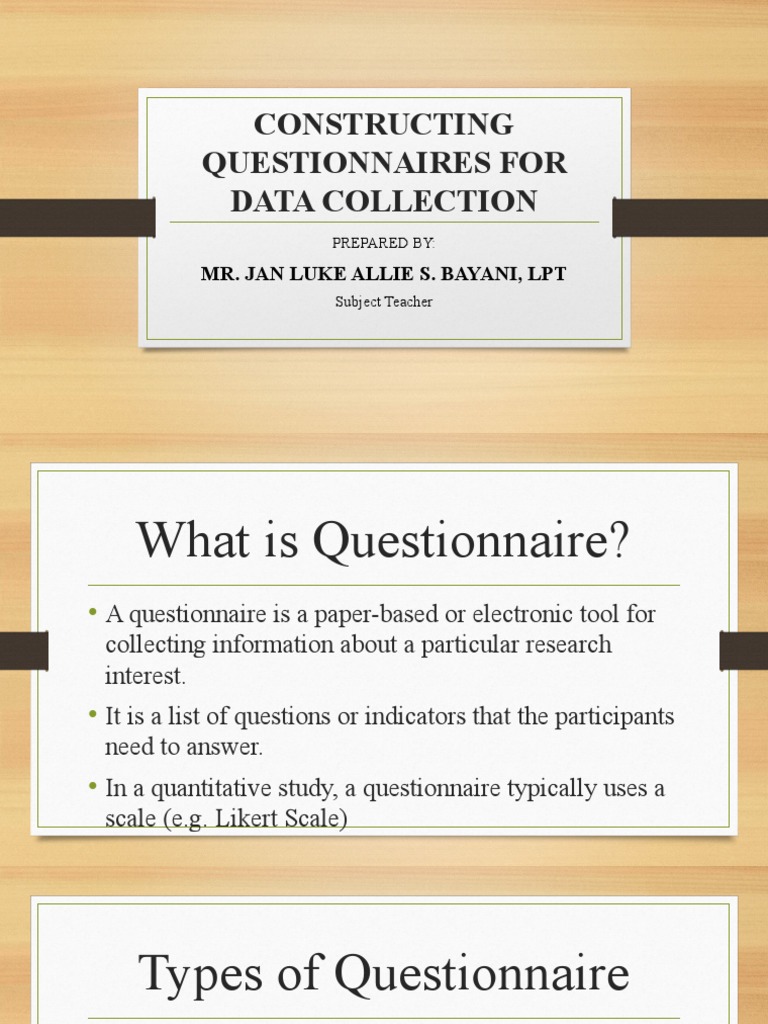 Constructing Questionnaires For Data Collection Pdf Questionnaire