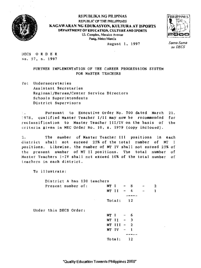 Decs Order 57 S 1997 | PDF