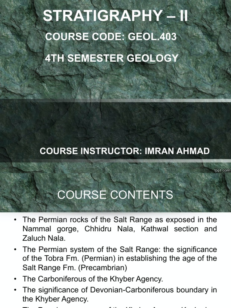 Stratigraphy - Ii: Course Code: Geol.403 4Th Semester Geology | PDF ...
