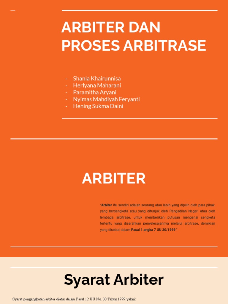 Arbiter Dan Proses Arbitrase | PDF