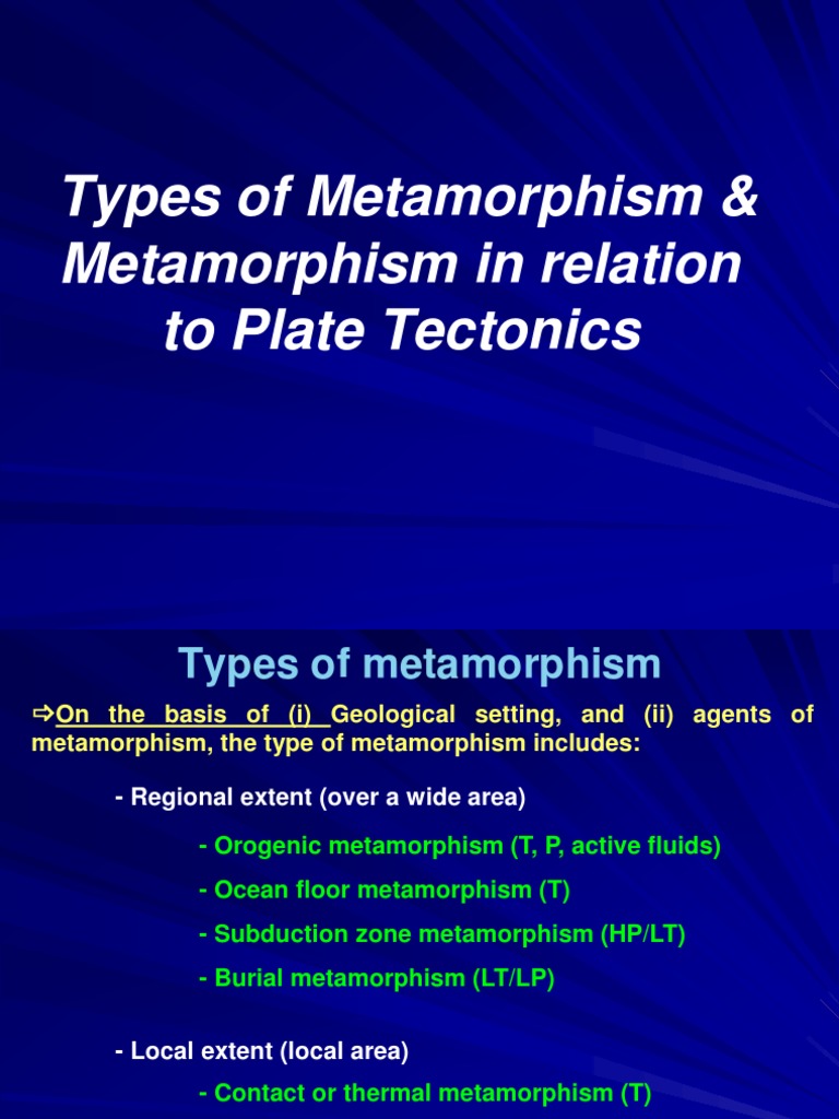 Types of Metamorphism & Metamorphism in Relation To Plate Tectonics ...
