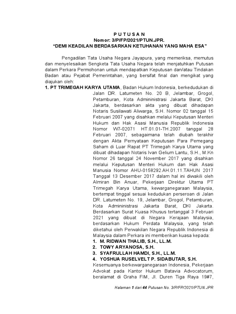 Salinan Putusan 1619494044 427732 | PDF