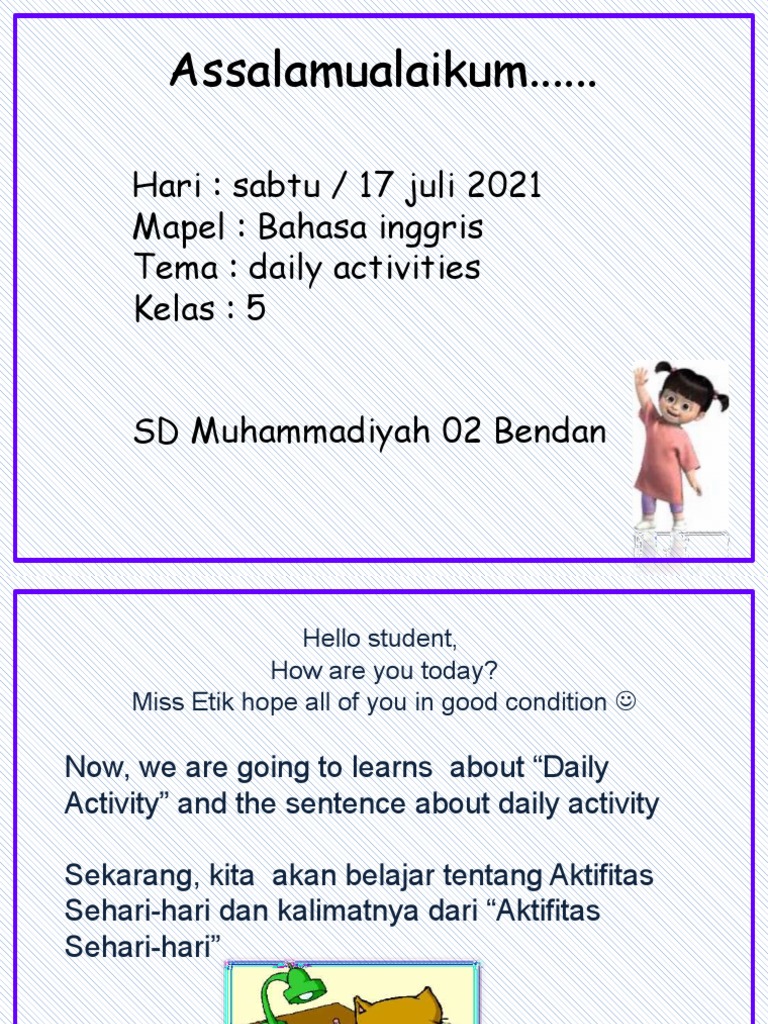 Materi Kelas 5 Daily Activities | PDF