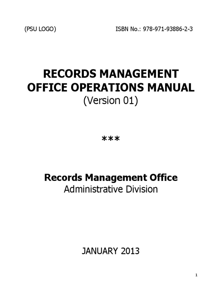 Records Management Office Operations Manual: (Version 01) | PDF ...