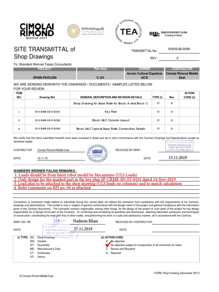 SHDSUB-0006 - Shop Drawing For Base Plate For Block-A and Block-C | PDF ...