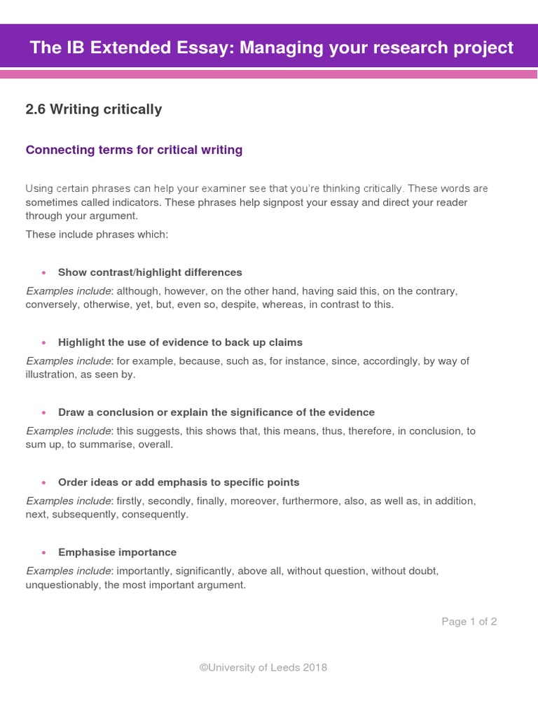 The IB Extended Essay - Managing Your Research Project | PDF | Argument ...