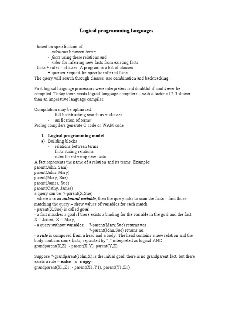Logical Programming Languages | PDF | Formalism (Deductive) | Computer Engineering