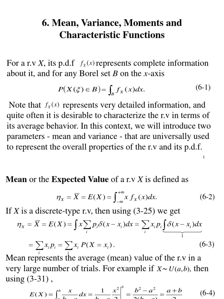 6.lect6a Mean Variance Moments) | PDF | Analysis | Applied Mathematics
