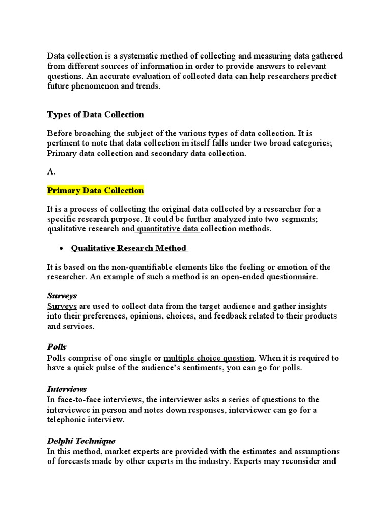 Data Collection Method | PDF | Survey Methodology | Interview