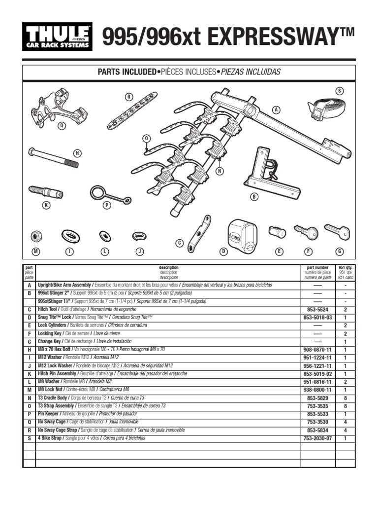 Thule 995xt-996xt Bike Hitch Rack Installation Instructions | PDF ...