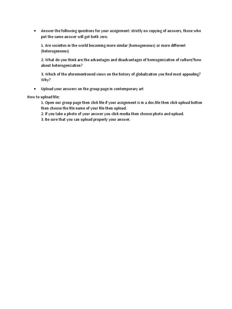 Contemporary World Assignment | PDF