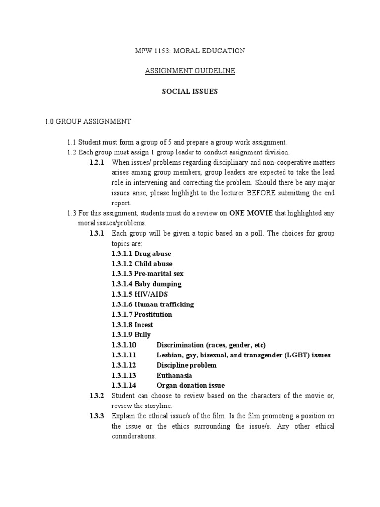 Assignment Guideline-SOCIAL ISSUES | PDF | Digital Object Identifier ...