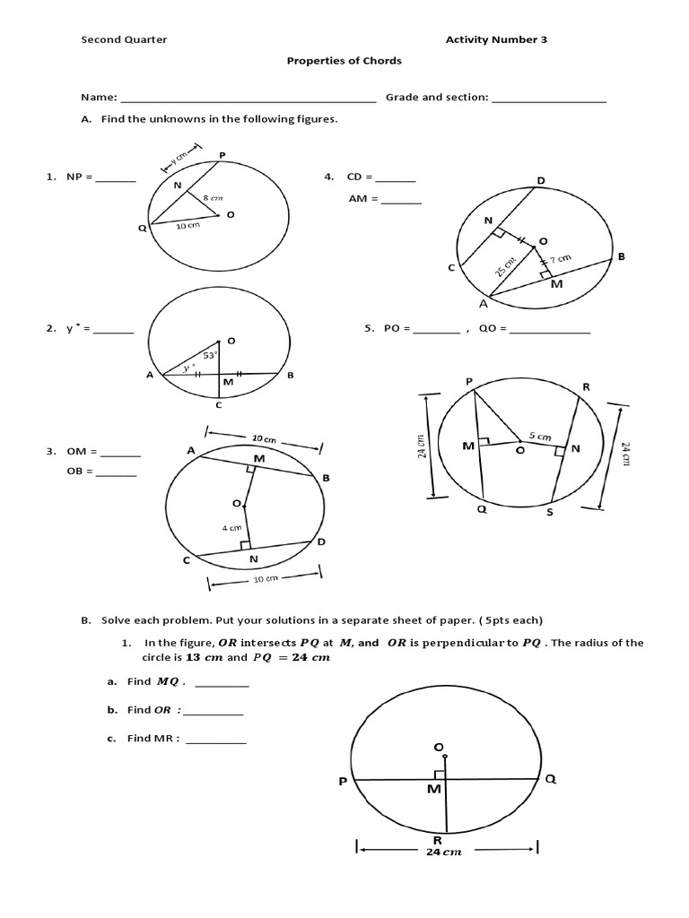 Activity Number 3 Properties of Chords | PDF | Teaching Methods & Materials