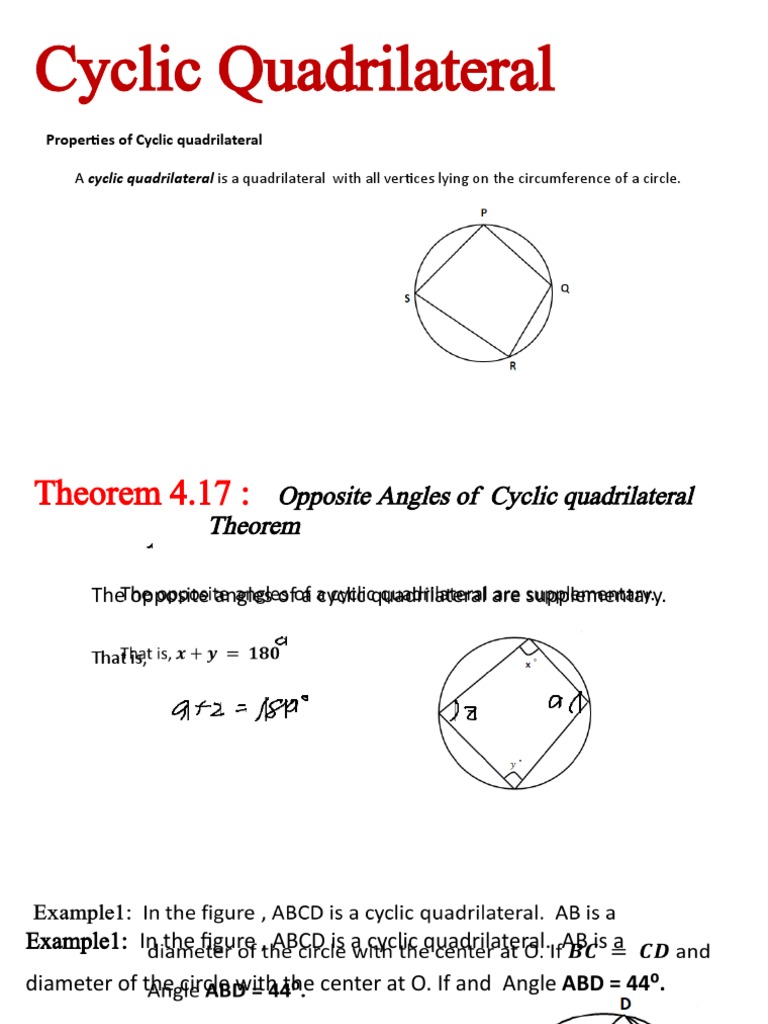 Properties of Cyclic Quadrilateral | PDF | Teaching Methods & Materials ...