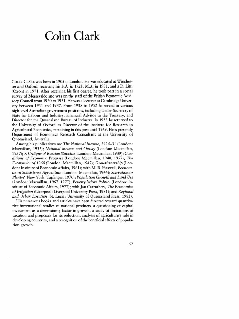 Colin Clark | PDF | Economic Growth | Gross Domestic Product
