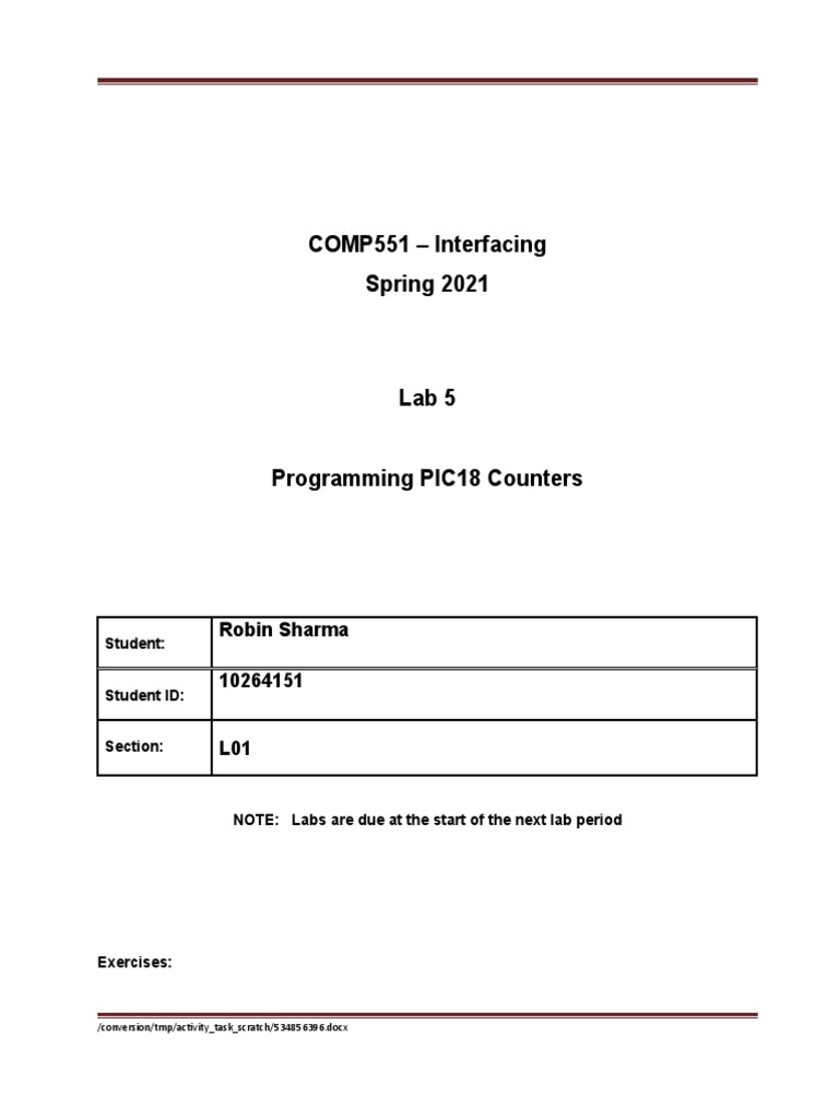 Lab 5 Submission - Programming PIC18 Counters | PDF | Digital Electronics | Computer Engineering