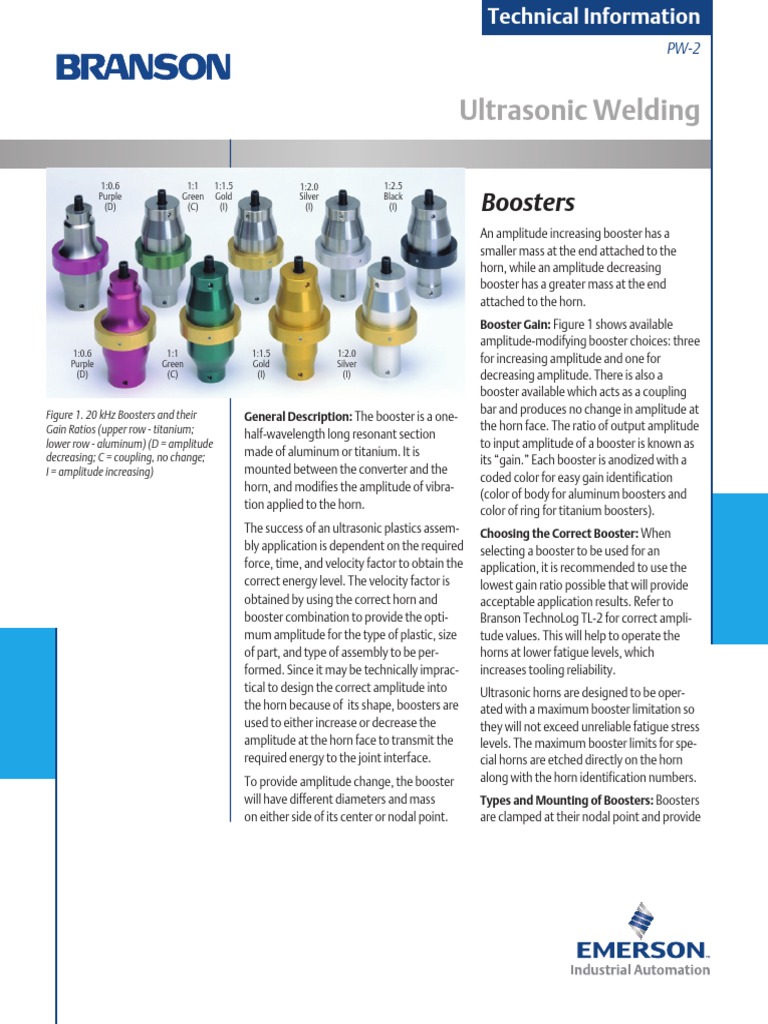 Ultrasonic Welding: Boosters | PDF | Power Supply | Ultrasound