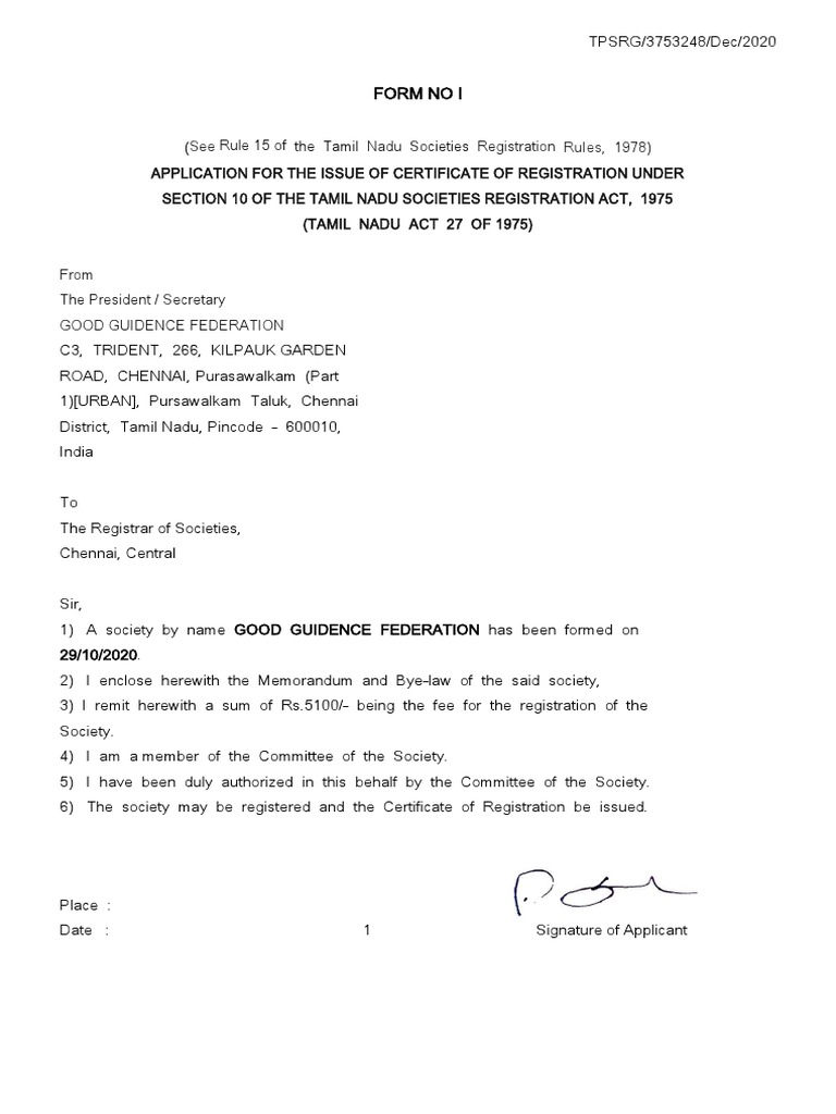 Society Registration Forms | PDF | Tamil Nadu | Business
