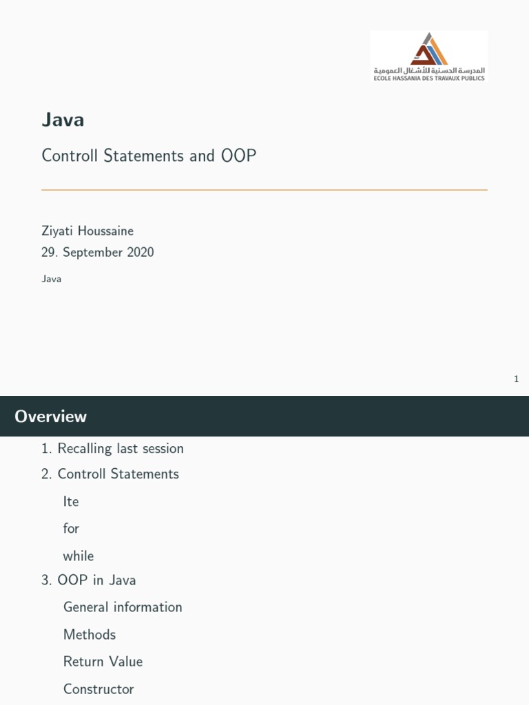 Java control statements & OOP overview | PDF | Constructor (Object Oriented Programming ...