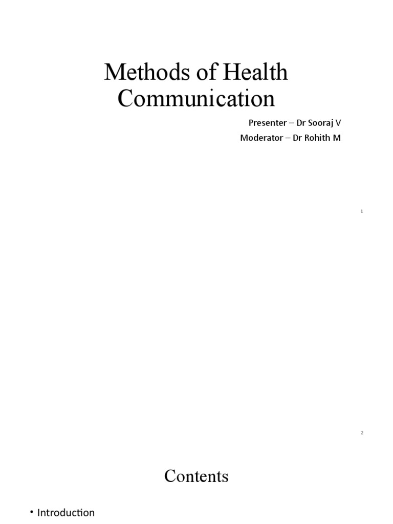 Methods of Health Communication | PDF | Communication | Nonverbal ...