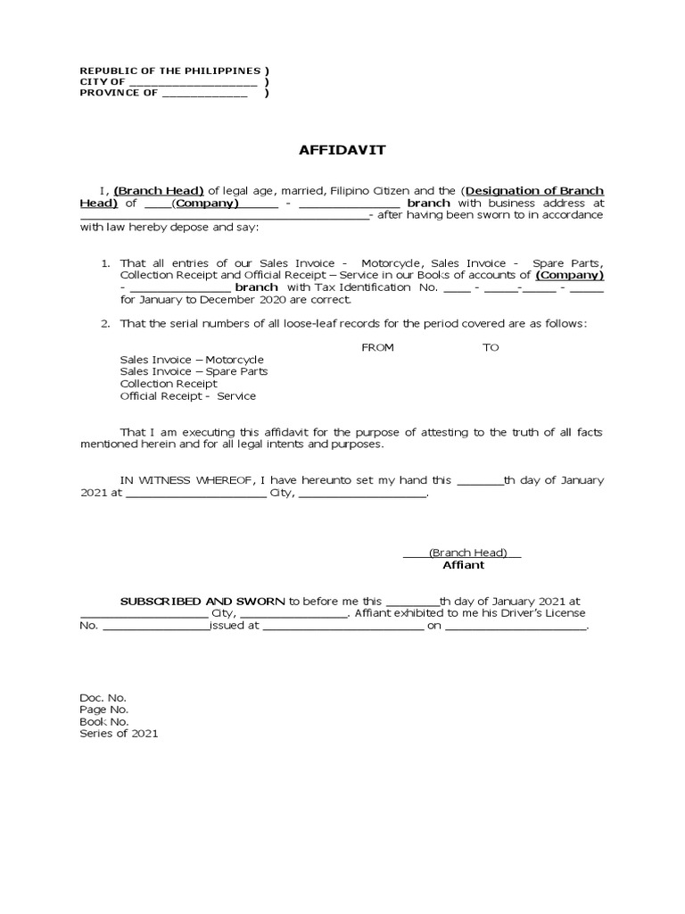 Affidavit of Correctness TEMPLATE | PDF