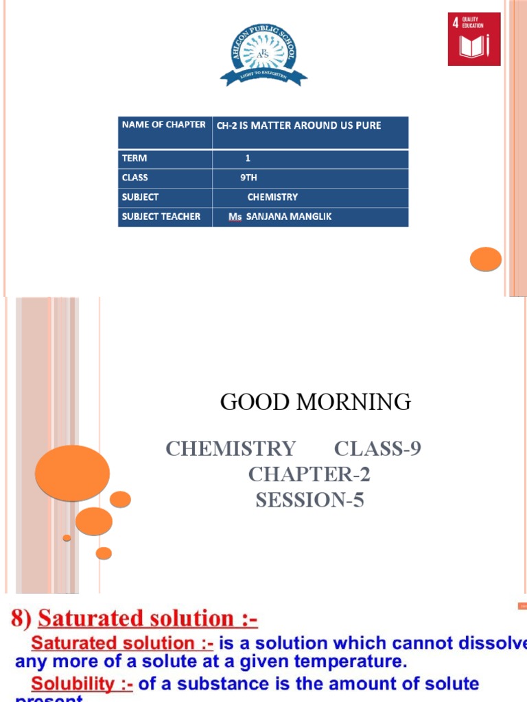 Chap2 Session 5 CONCENTRATION OF A SOLUTION, SOLUBILITY | PDF
