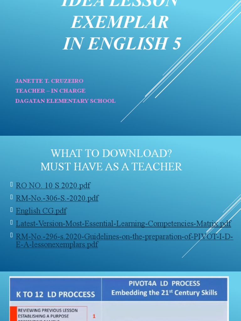 Idea Lesson Exemplar in English 5 | PDF | Dictionary | Behavior ...