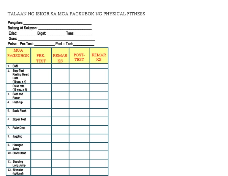 Fitness Passport Card | PDF