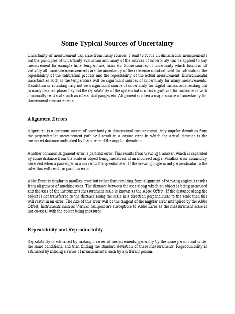 Some Typical Sources of Uncertainty | PDF | Uncertainty | Calibration