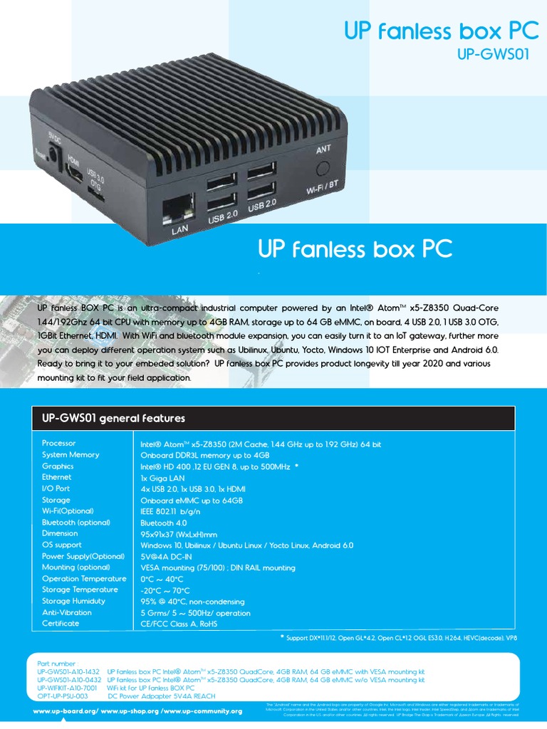 Up gws01 A20 1432 A11 Up Gateway With Intel R Atom TM x5 z8350 Quad ...