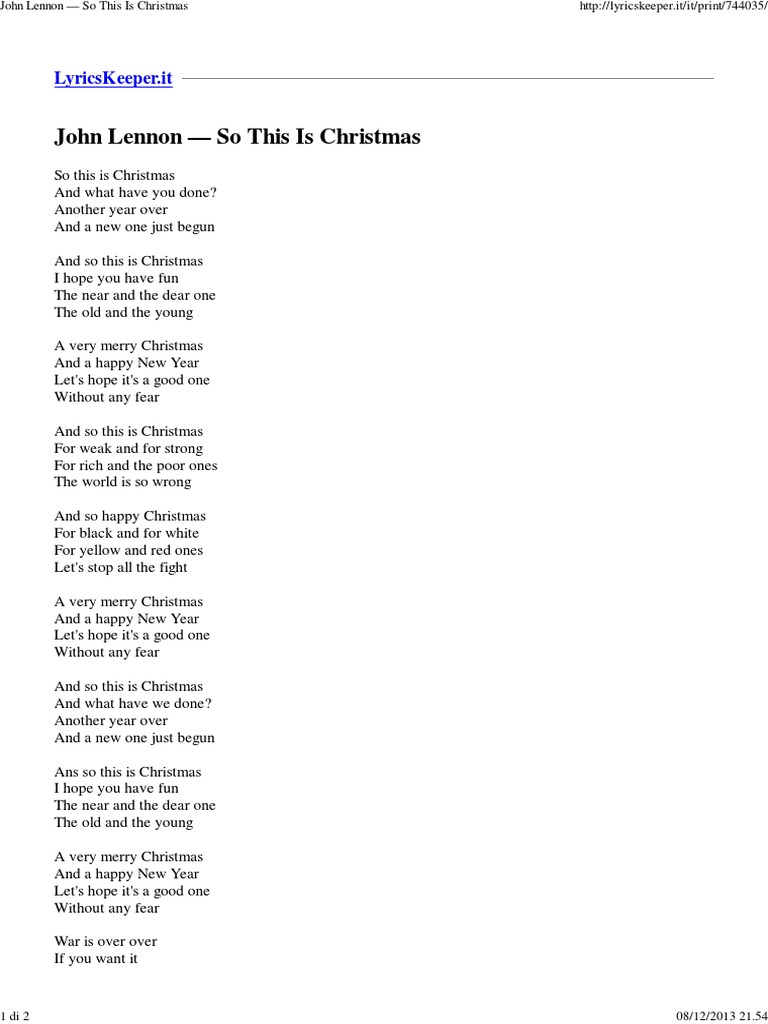 John Lennon - So This Is Christmas | PDF
