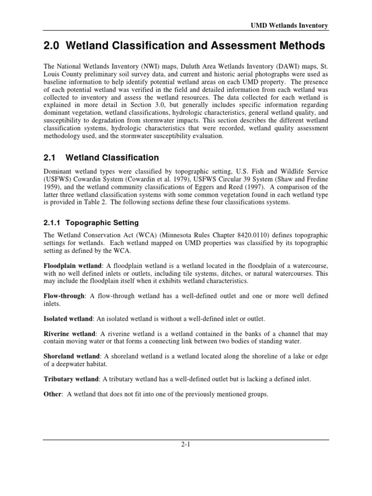 UMD Wetlands Classification Overview | PDF | Wetland | Marsh