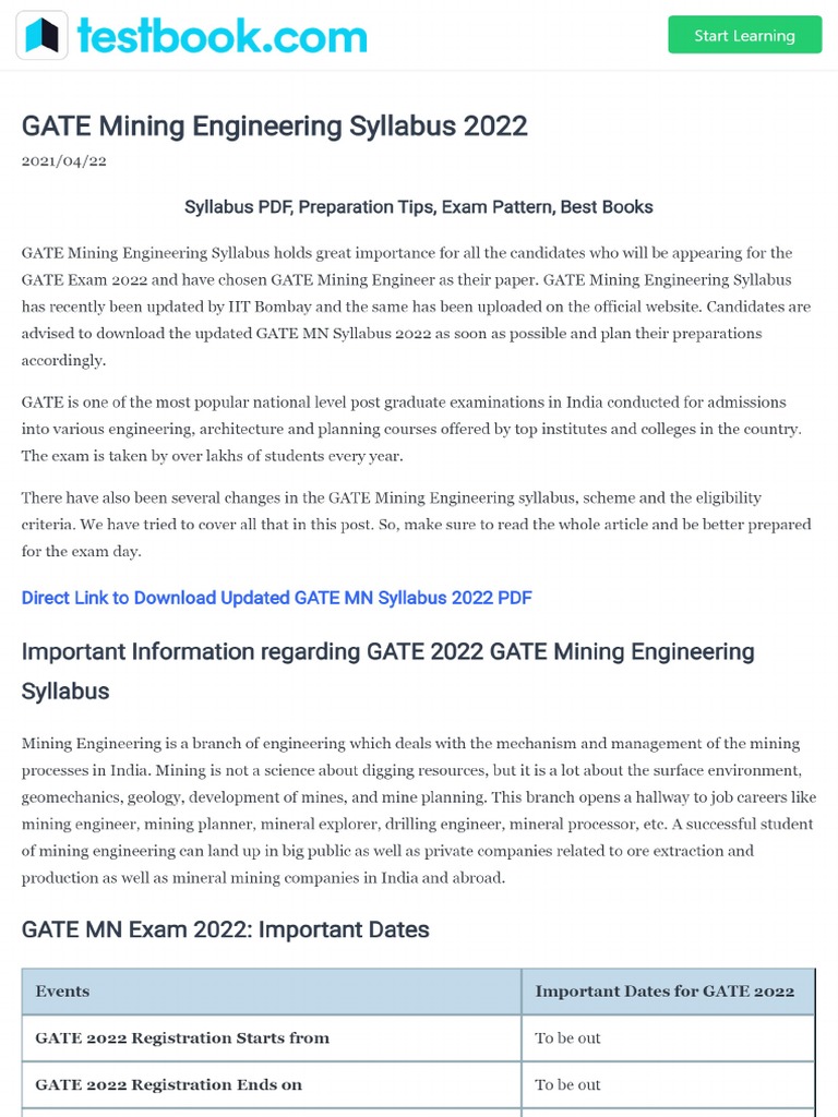 Gate Mining Syllabus | PDF