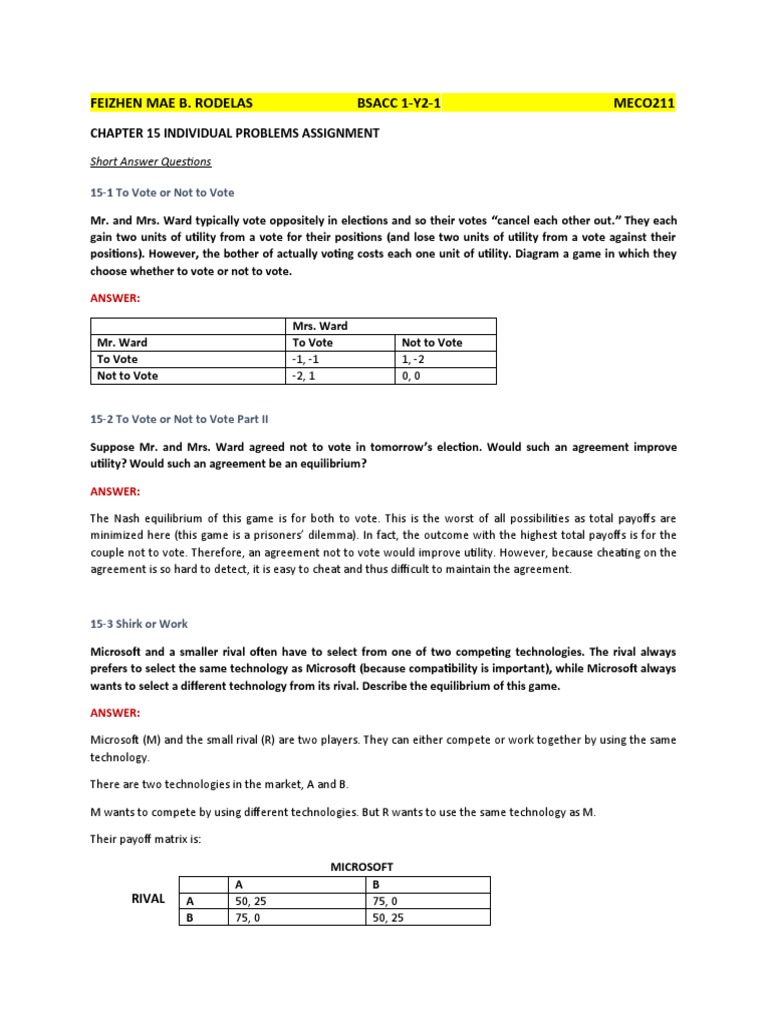Feizhen Mae B. Rodelas BSACC 1-Y2-1 MECO211: Chapter 15 Individual Problems Assignment | PDF ...