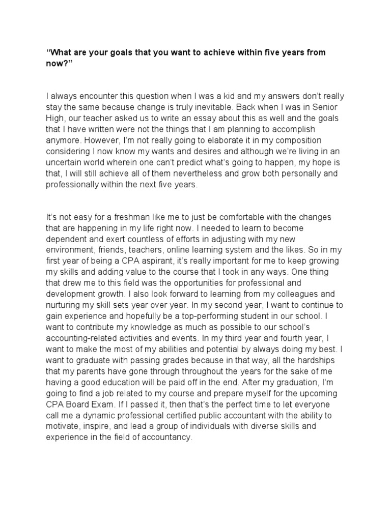 Goals Within Five Years | PDF