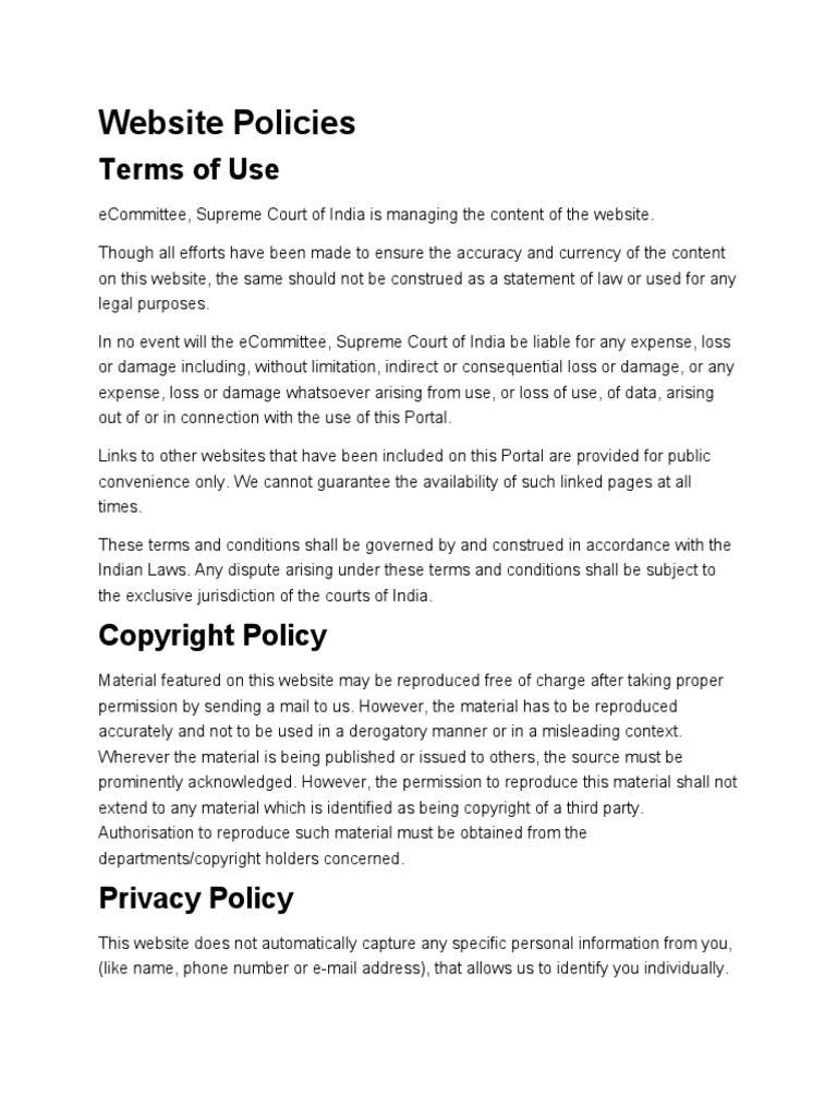 Website Policies: Terms of Use | PDF | Websites | Copyright