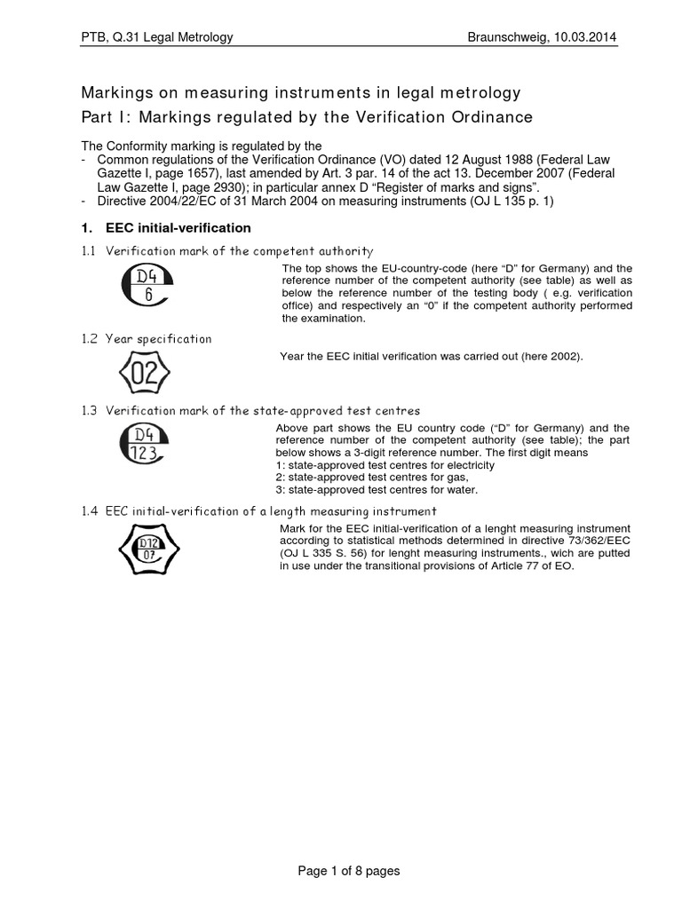 Markings and Certification Requirements for Measuring Instruments ...